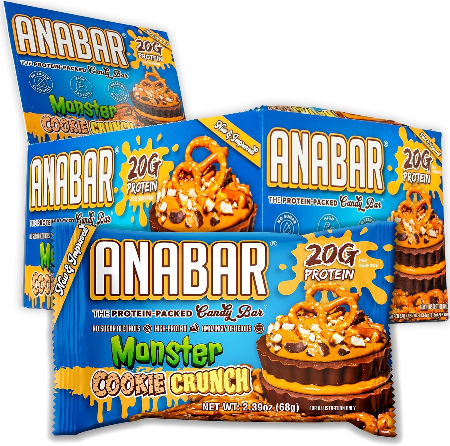 Anabar Protein Bar Monster Cookie Crunch 68g - Box of 12 – Stockup Market