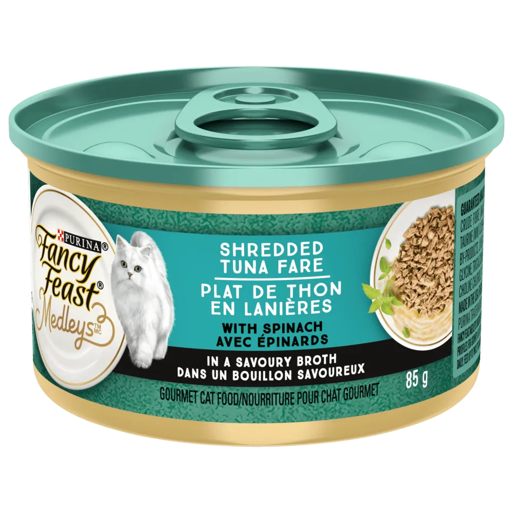 Purina Fancy Feast Shredded Tuna with Spinach in Broth Cat Food 85g ...