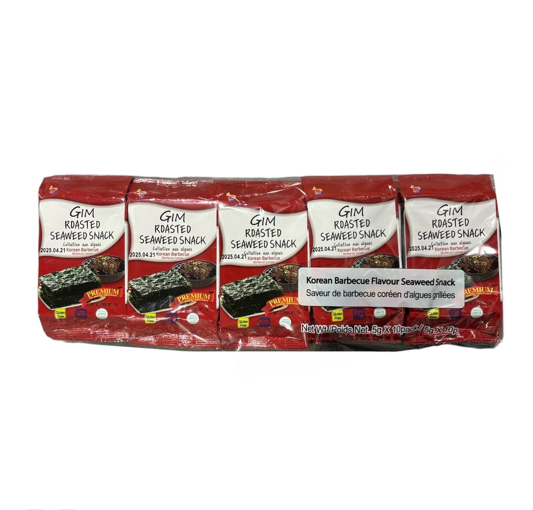 Gim Roasted Seaweed Snack Korean Barbecue 5g 10ct (Case of 12) - Korea ...